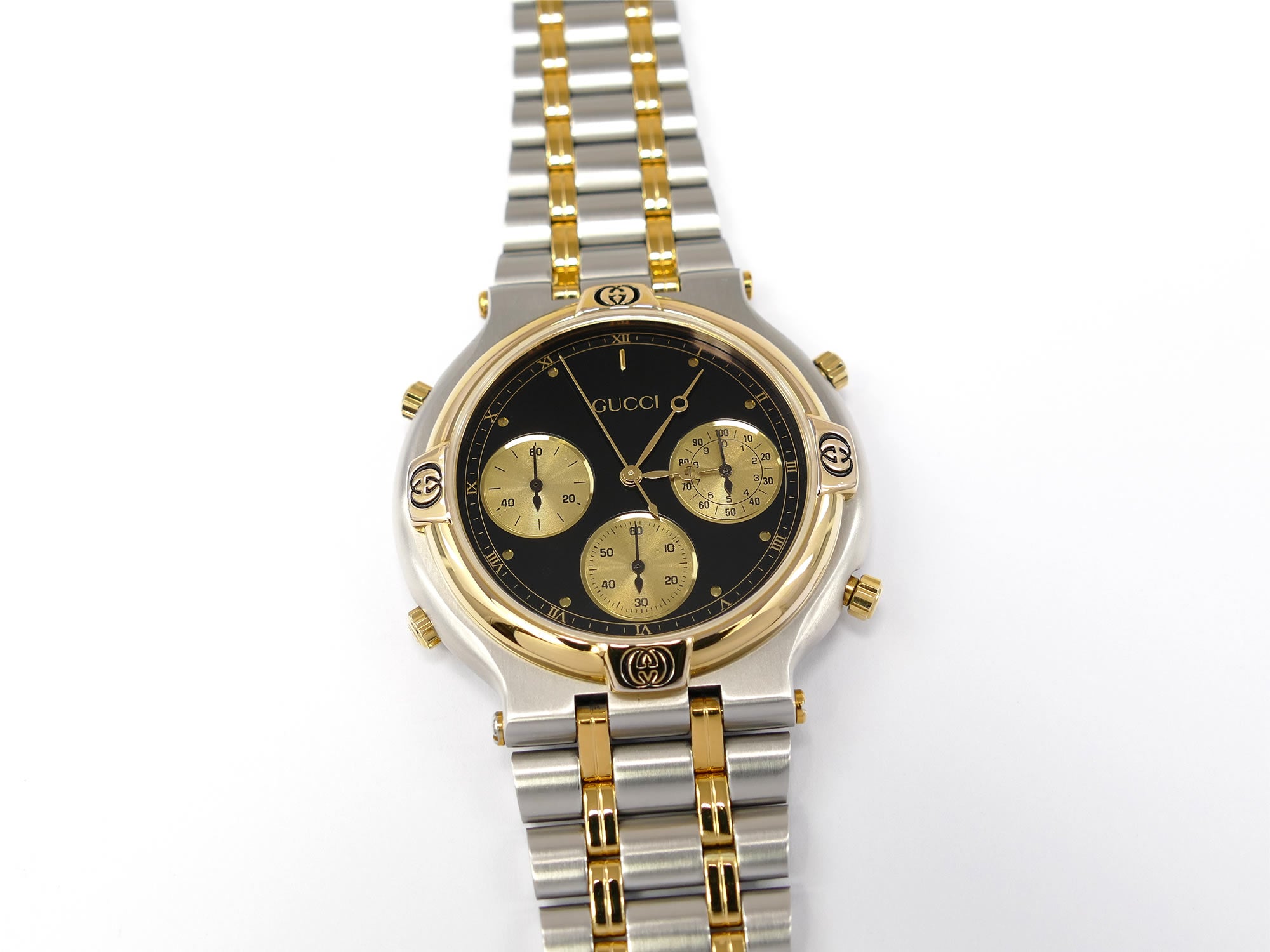 Gucci 9400 Chronograph Black Dial 38mm with 18k Gold Plating – SWWatches