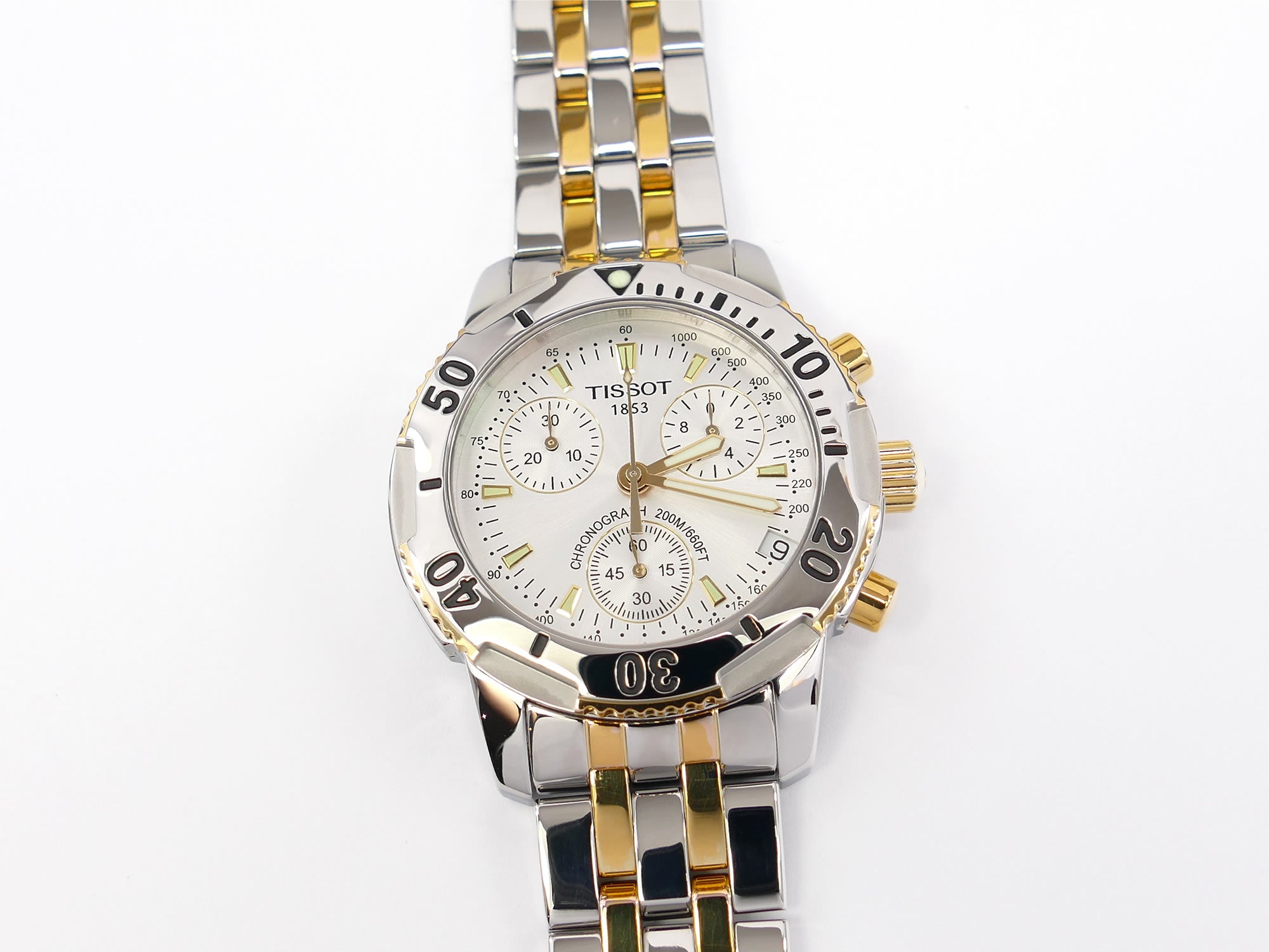 Tissot T-Sport PRS200 Chronograph Silver Dial & 18k Gold T362/462 ...