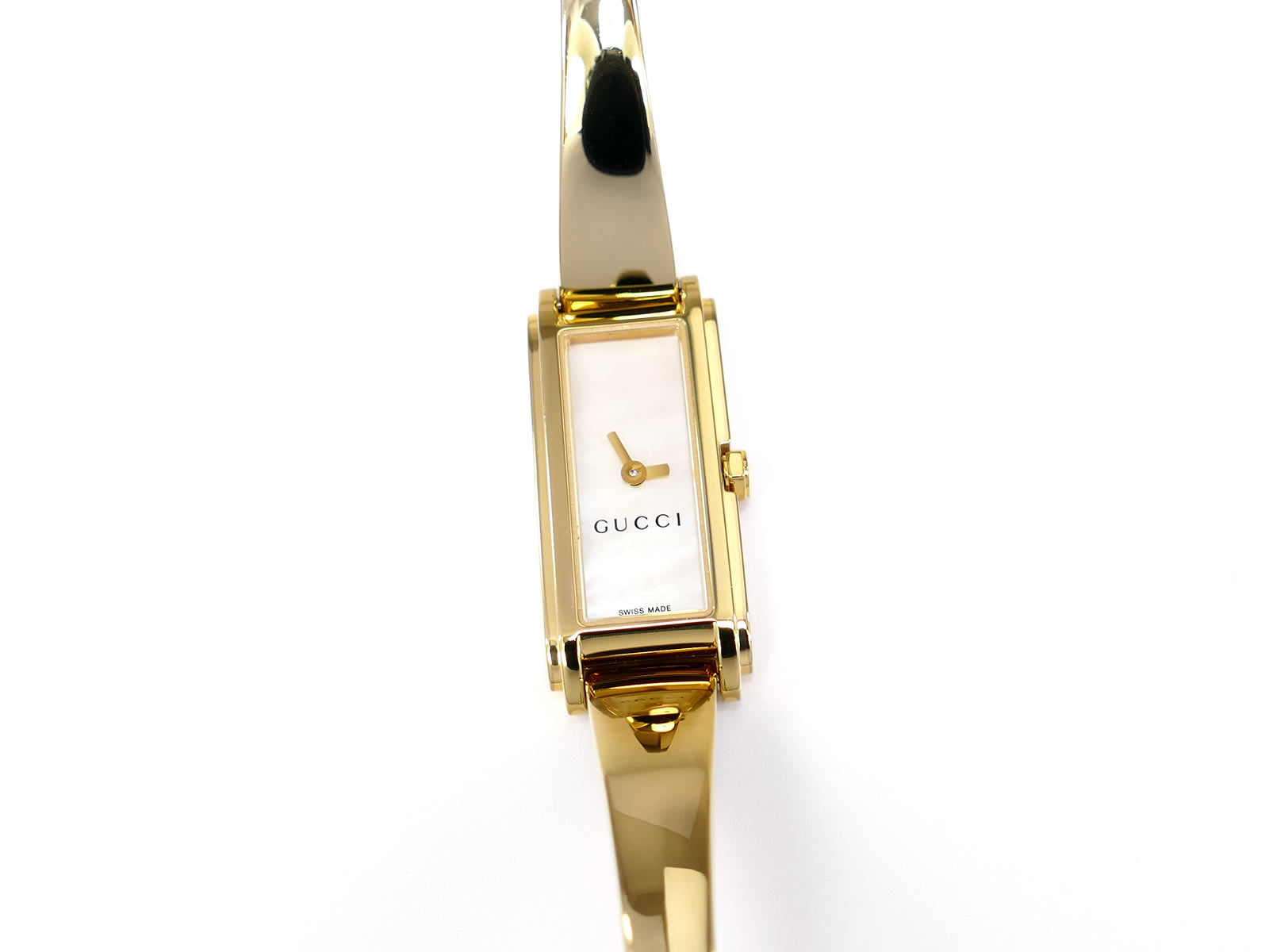 Gucci G-Line 109 White Mother of Pearl YA109525 18k Gold Bangle – SWWatches